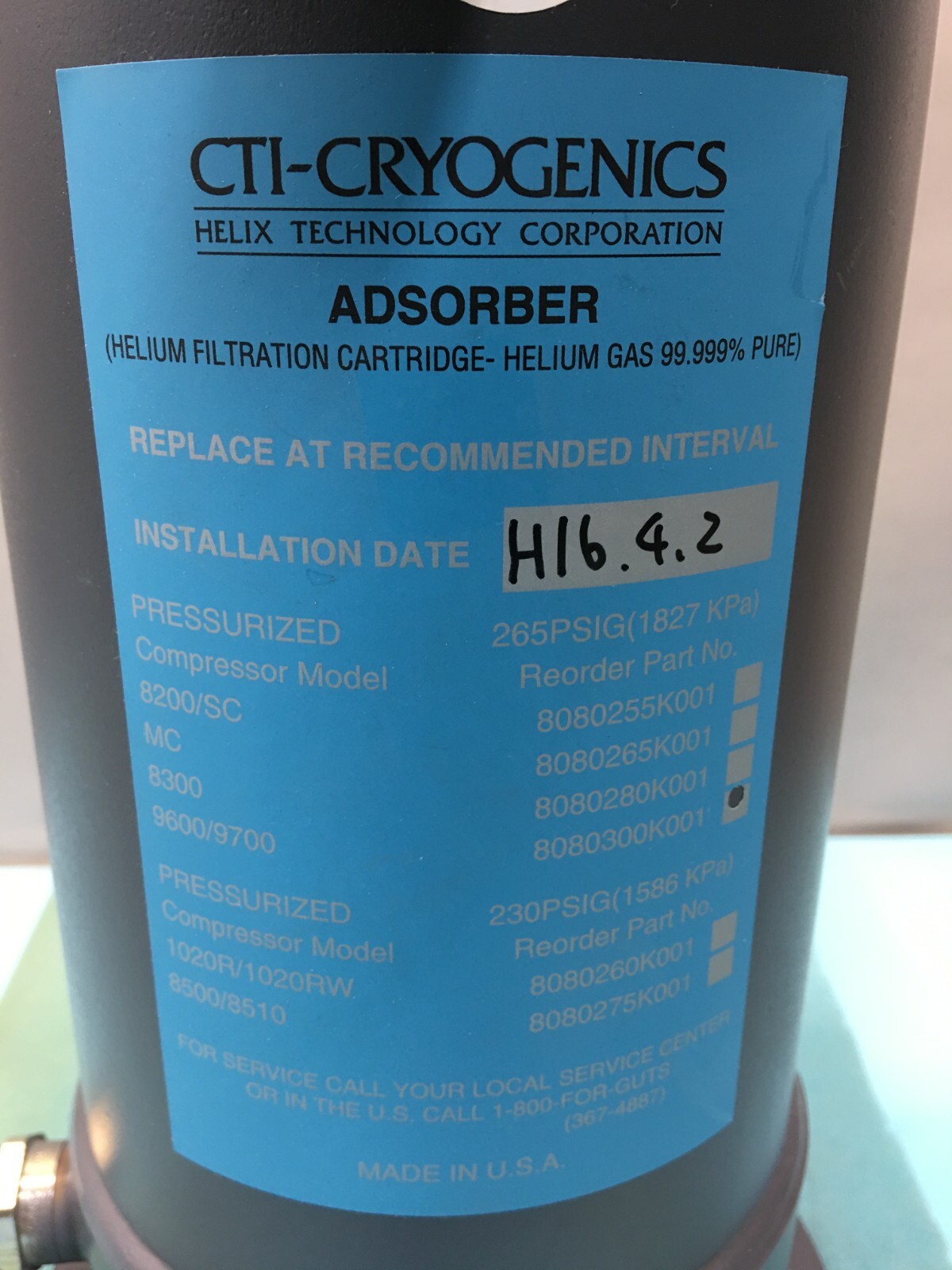 CTI-Cryogenics 8080300K001 Absorber Helium Compressor Cartridge, 129516 ...