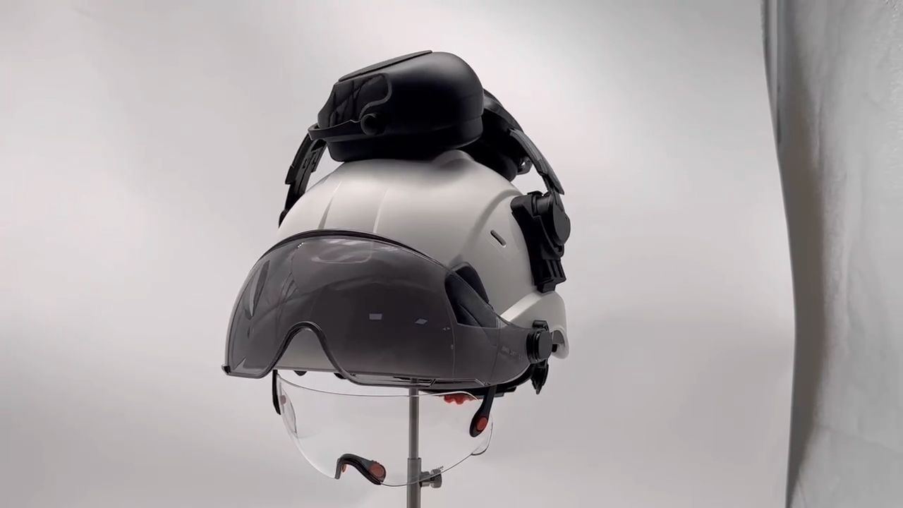 Construction Safety Helmet With Visor Built In Goggles Hard Hat Earmuff ...