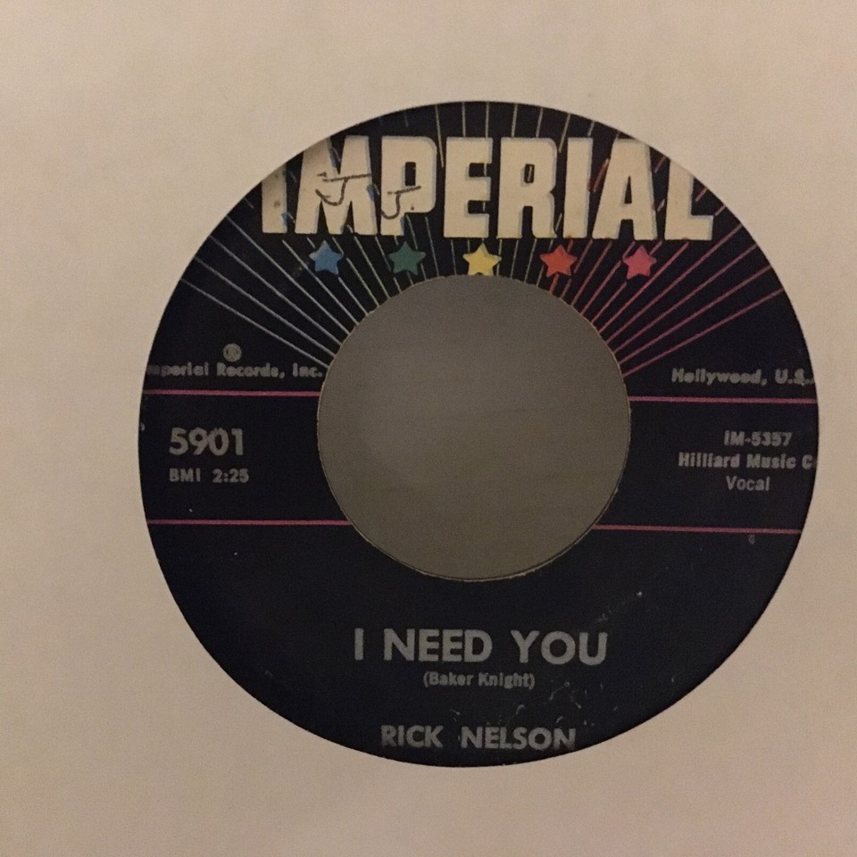 RICK NELSON: it's up to you / i need you IMPERIAL 7" Single 45 RPM | eBay