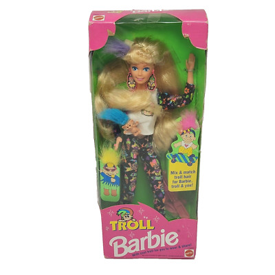 VINTAGE 1992 MATTEL BLONDE TROLL BARBIE DOLL MIX MATCH HAIR # 10257 ...