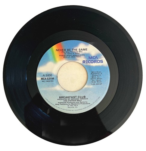 Breakfast Club Never Be The Same 45 Single 1987 Vinyl Record 7" 45BinB ...