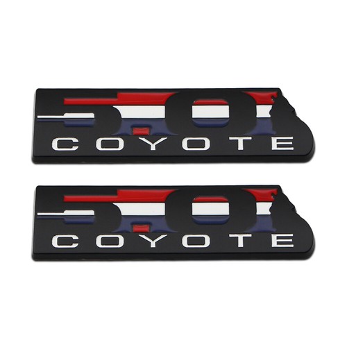 2x Matte Black Striped 5.0 Coyote Emblem 5.0 Logo Metal Car Trunk ...