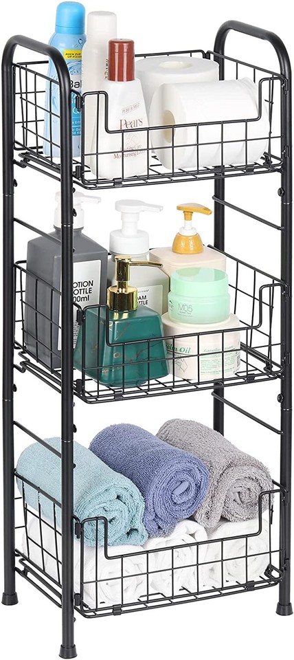 3-Tier Shelving Steel Storage Rack Unit Shelves for Laundry Bathroom ...