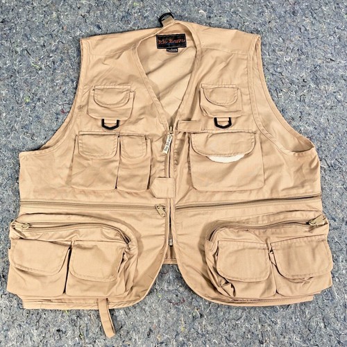 Rio Bravo Vest Mens Large Khaki Photo Fly Fishing Hunting Pockets Mesh ...