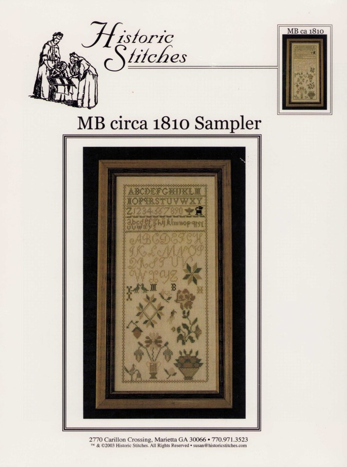 Cross Stitch Embroidery VINTAGE Historic Stitches MB circa 1810 Sampler ...