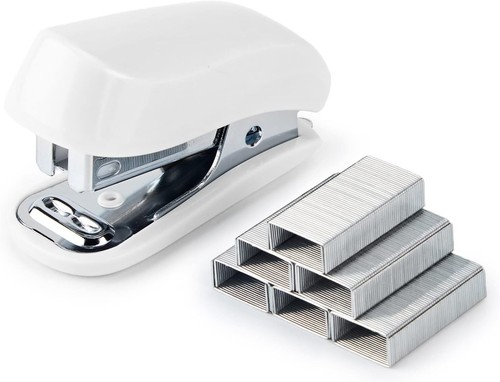 White Mini Stapler 20 Sheets Capacity with Staples For Office Home ...