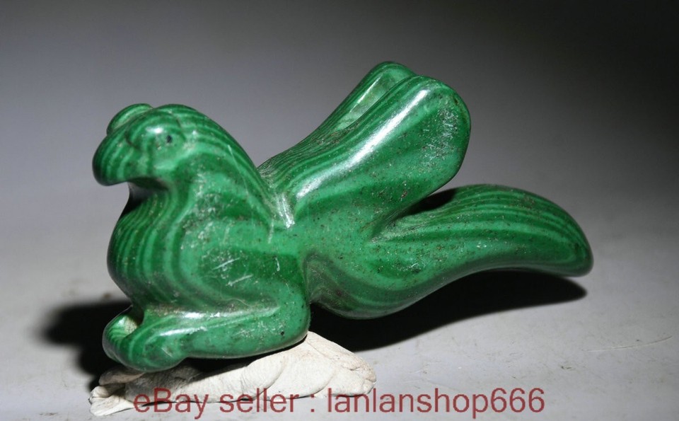 2.6" China Ancient Red Mountain Turquoise Culture Carved Dynasty Birds ...