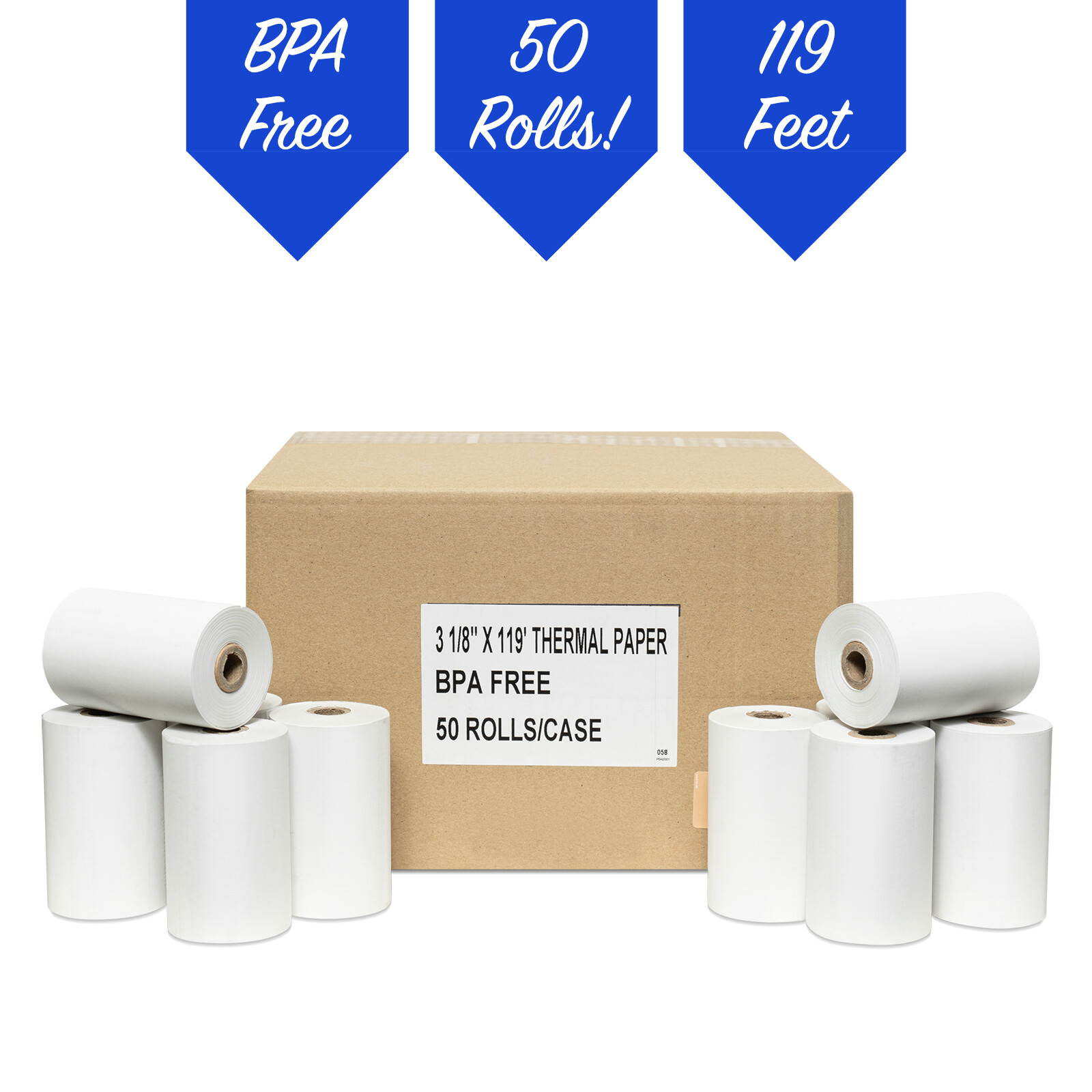 50 Roll 3 1/8" x 119' Thermal Cash Register Paper First Data FD100 ...