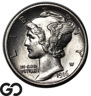 1916 Mercury Dime, Full Split Bands, Nice Lustrous Gem BU++ FSB | eBay