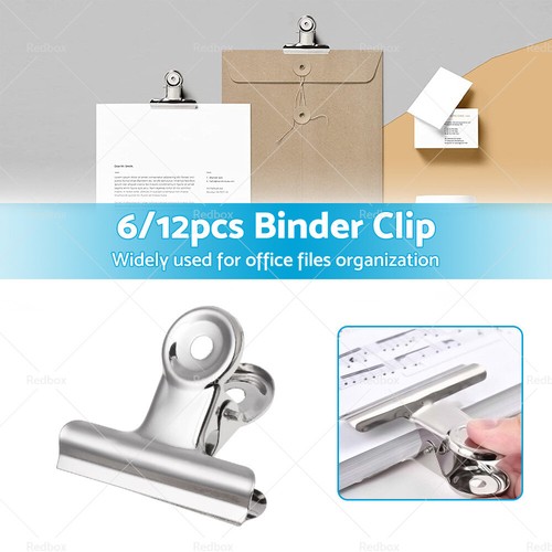 Bulldog Paper Clip 6/12PCS Metal Office Binder Grip Clamp 75mm ...