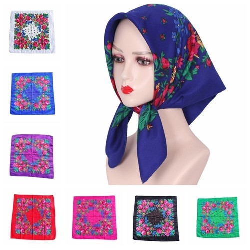 Ethnic Style Rose Flower Print Head Scarf Sunscreen Square Shawl ...