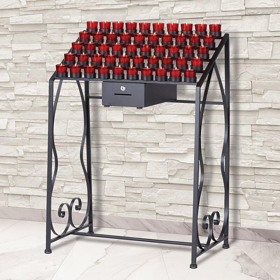 Votive Stand with Locking Offering Box - 50-Cup | eBay