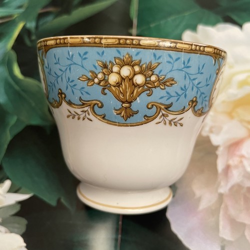 Vintage Shelley Pink Rose Bouquet Brown Scroll Gold Trim On Blue Teacup ...