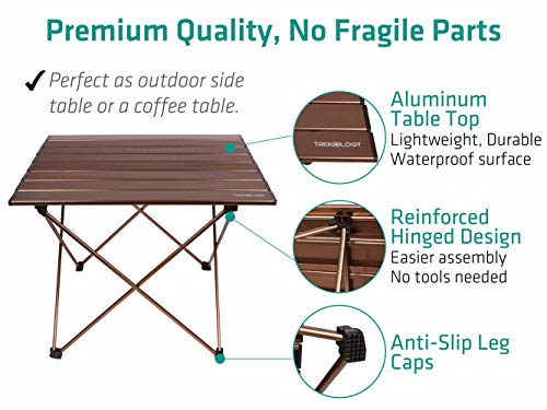 Trekology Portable Camping Side Tables Aluminum Table Top Hard-Topped ...