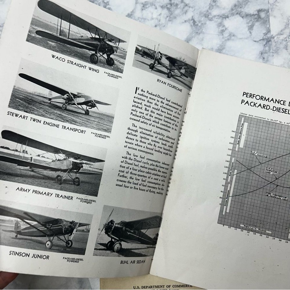 Packard diesel aircraft engine pamphlet vintage bliss titan US air ...