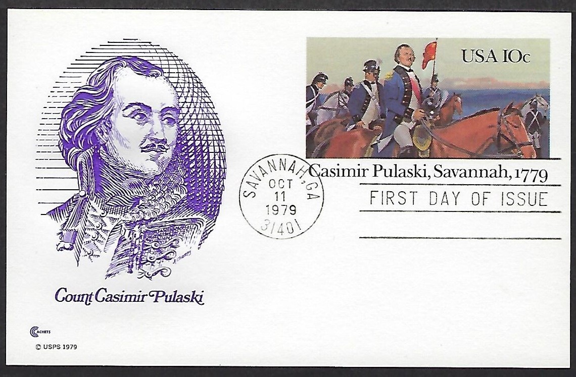 UX 79 Cover Craft Cachet FDC - Casimir Pulaski, Savannah, 1779 | eBay