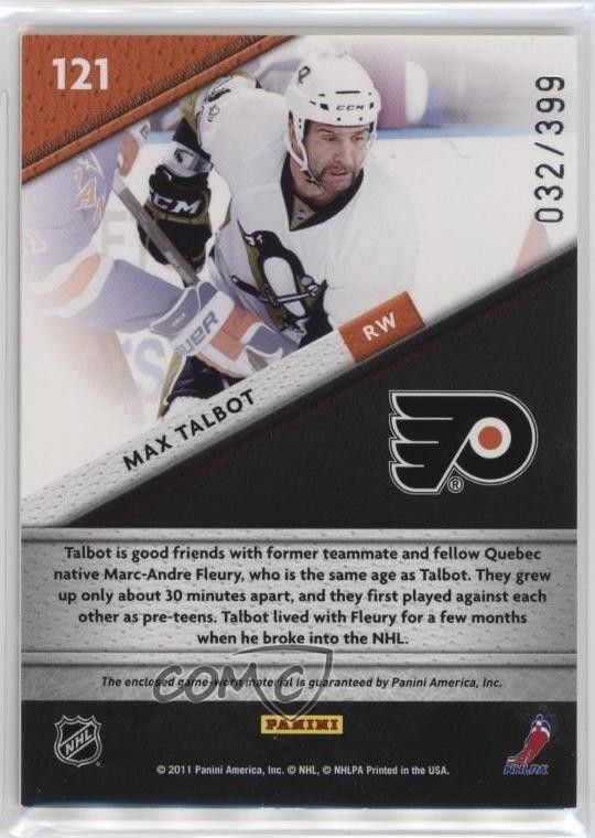 2011-12 Certified Fabric of the Game Materials /399 Maxime Talbot Max ...