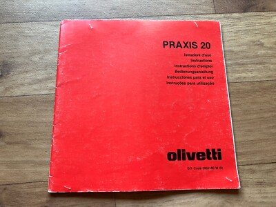 Instructions for Vintage Olivetti Praxis 20 Electric Typewriter /Word ...