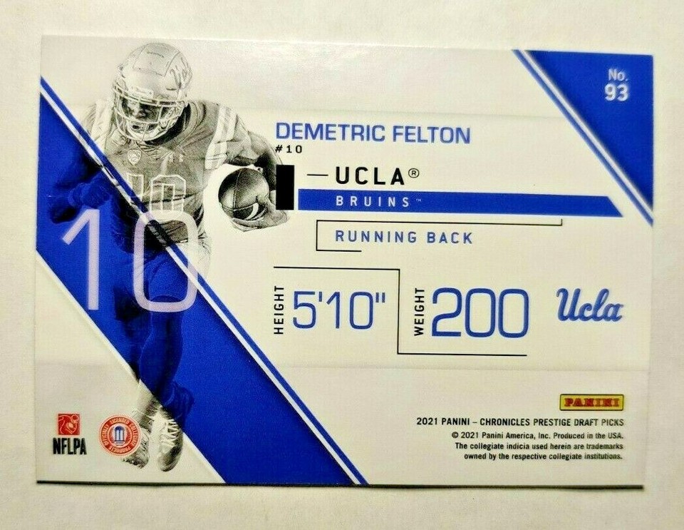 2021 Chronicles Draft Prestige GREEN Demetric Felton Rookie UCLA Bruins ...
