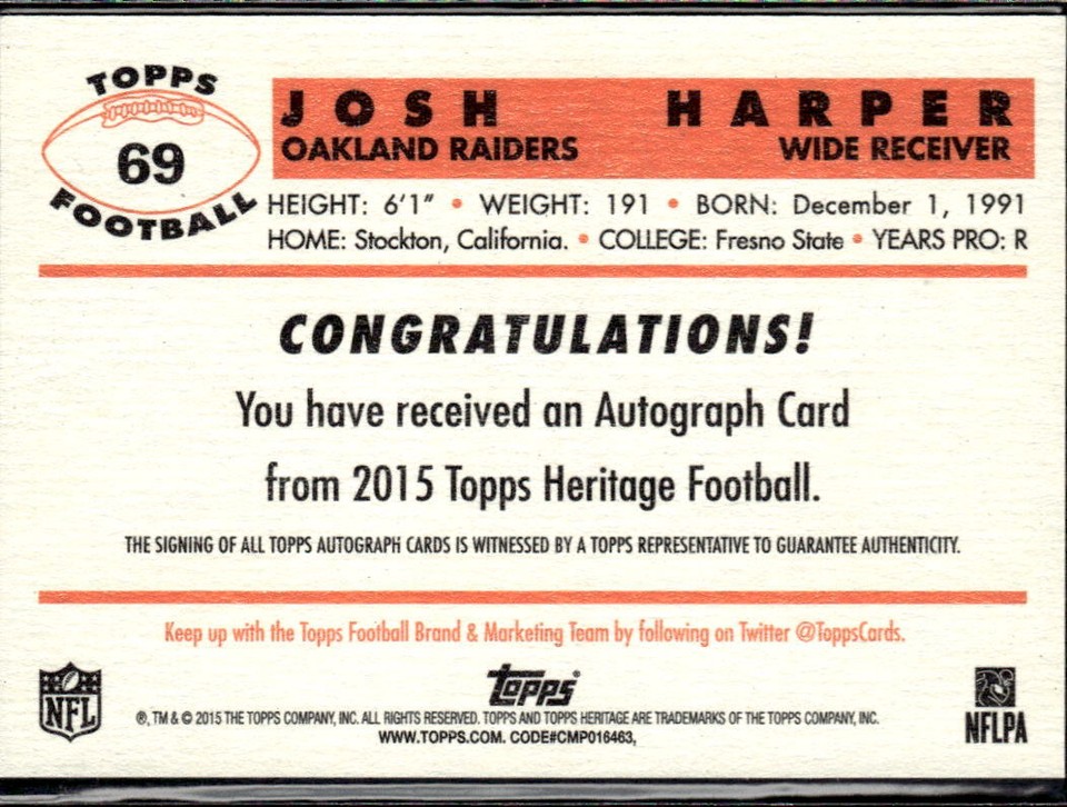 2015 Topps Heritage #69 Josh Harper Autographs NM/M | eBay