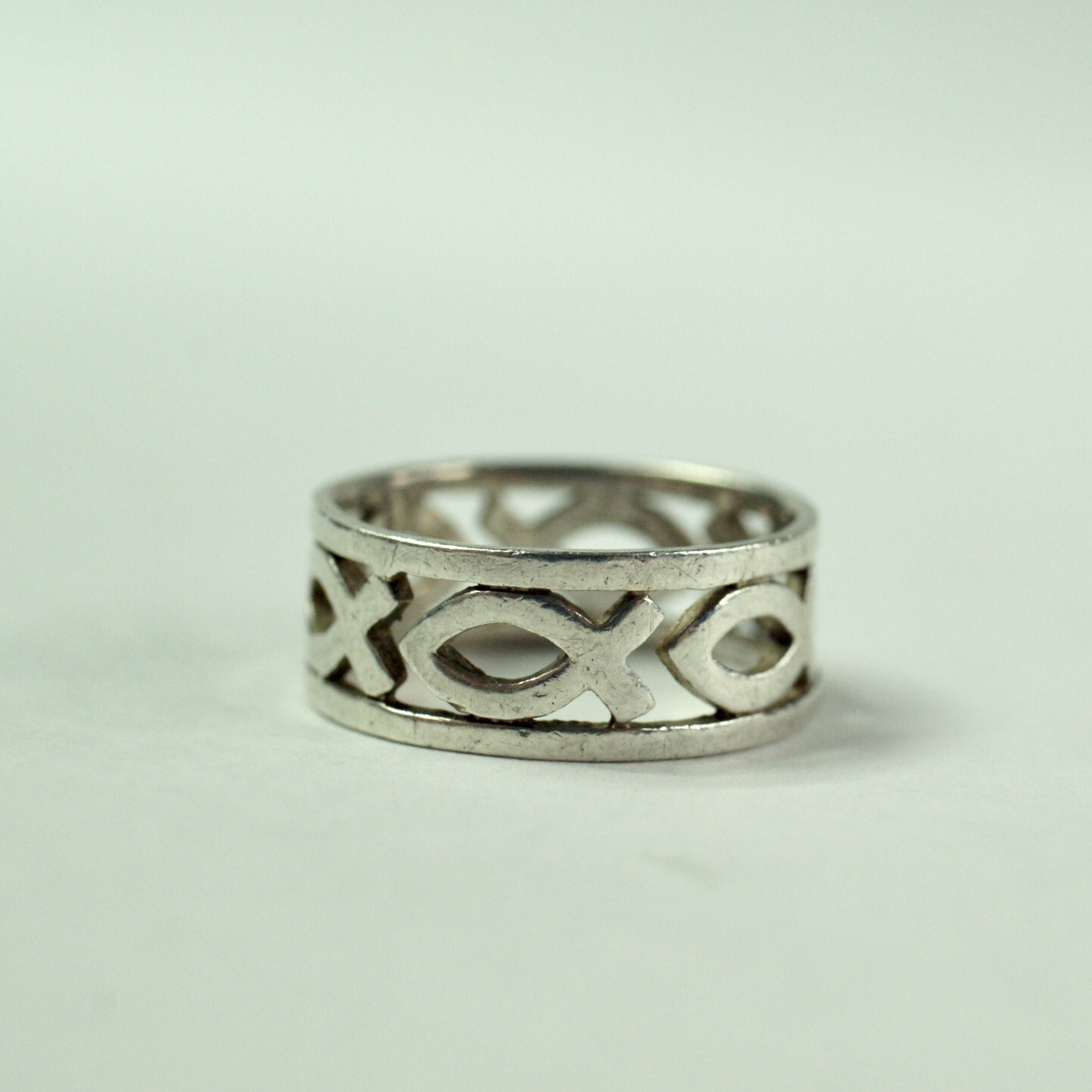 sterling silver ichthus eternity band ring size 6.75 | eBay
