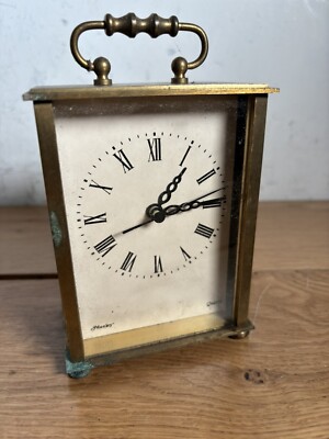 Vintage West German Manley Quartz Carriage Clock Working Brass Handle ...