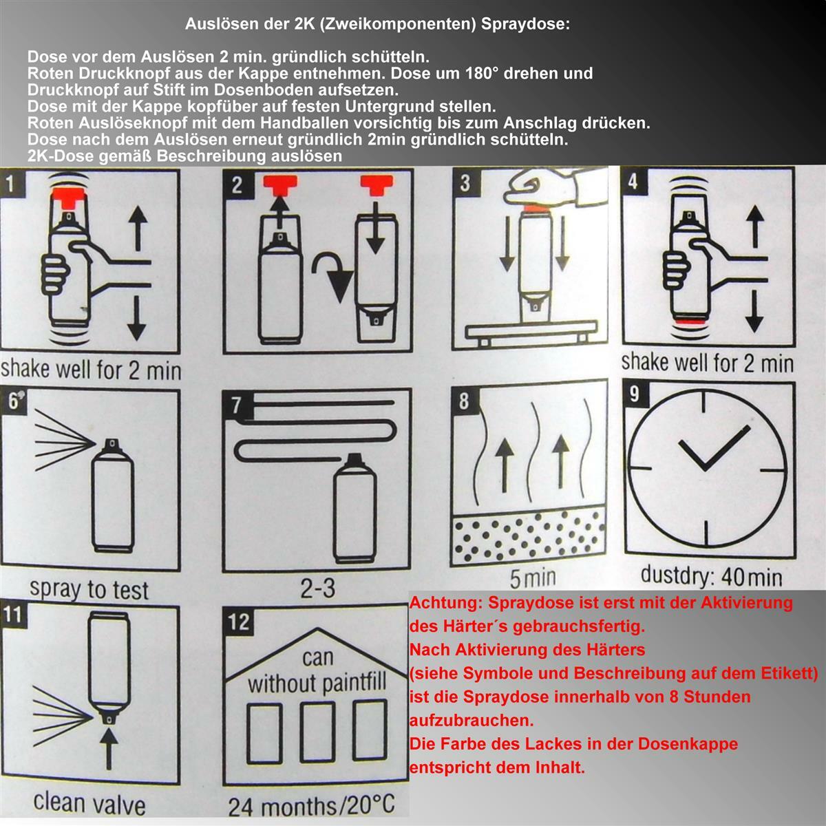 2K Autolack Spray mit Härter für VW/AUDI X8 FRIESENGRUEN 400ml glänzend ...