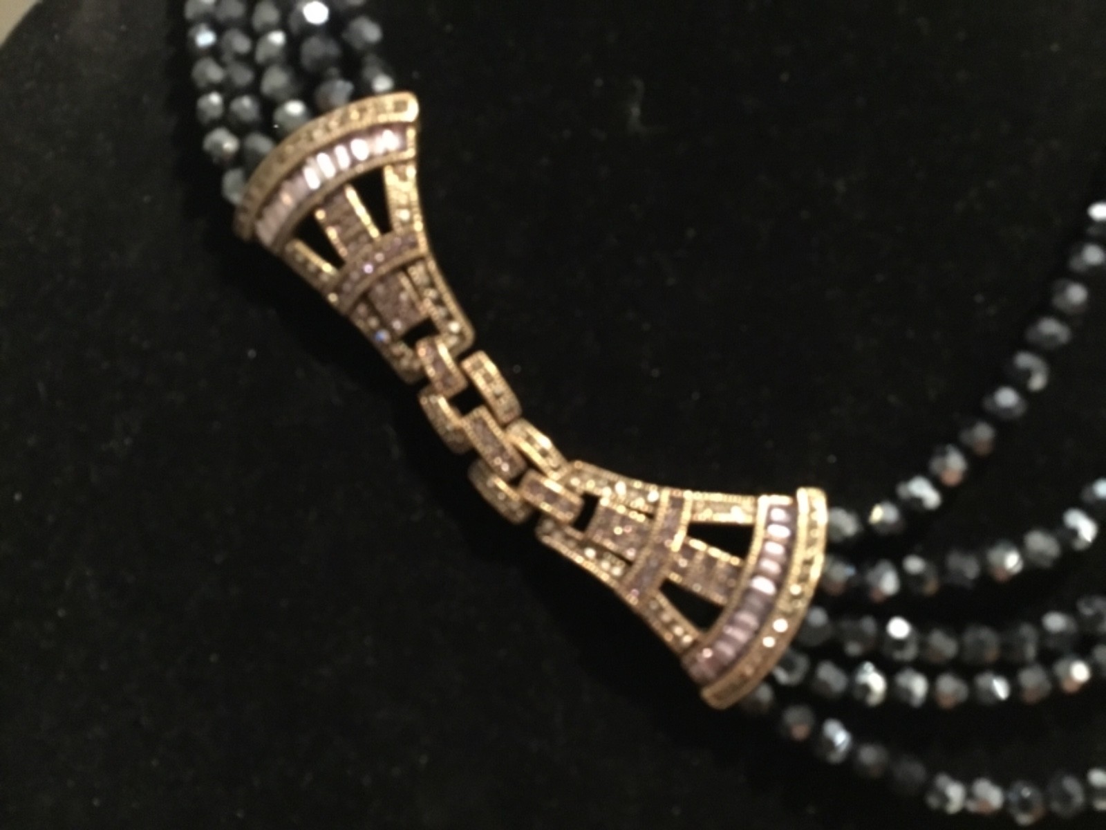 HEIDI DAUS SMOKEY & AMYTHIS CRYSTAL FIVE STRAND ART DECO NECKLACE NO ...