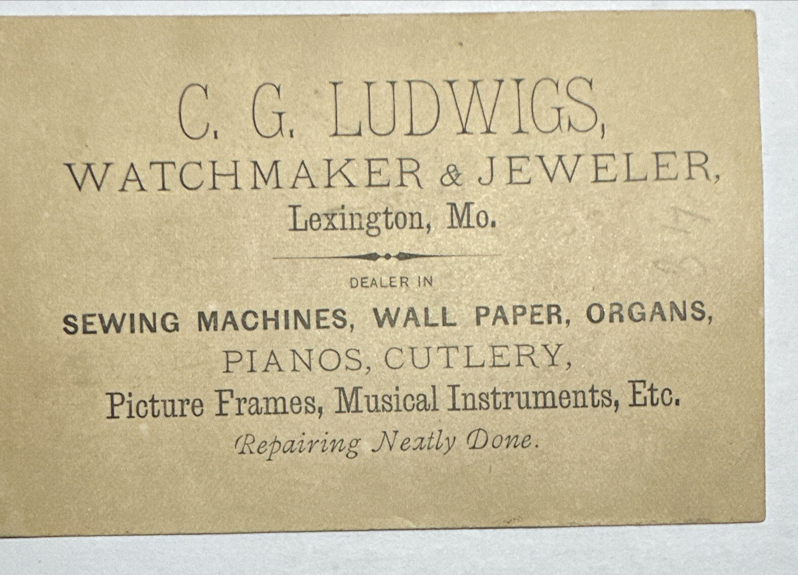 Victorian Jewelers Trade Card CG Ludwigs Watchmaker Cutlery Lexington ...