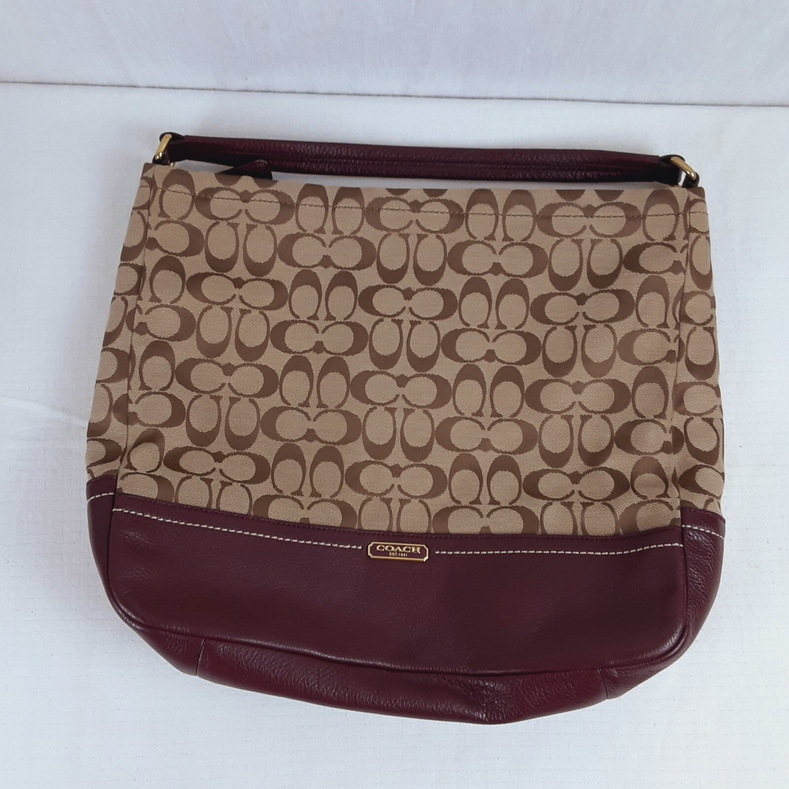 Coach 23279 Park Signature Khaki Shoulder Bag Hobo Le… - Gem