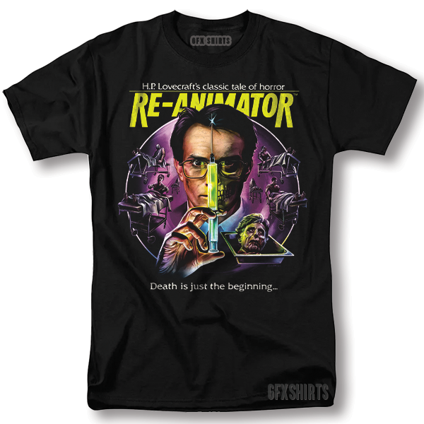 Re-Animator Shirt Classic Horror Movie Vintage Graphic Design T-Shirt ...