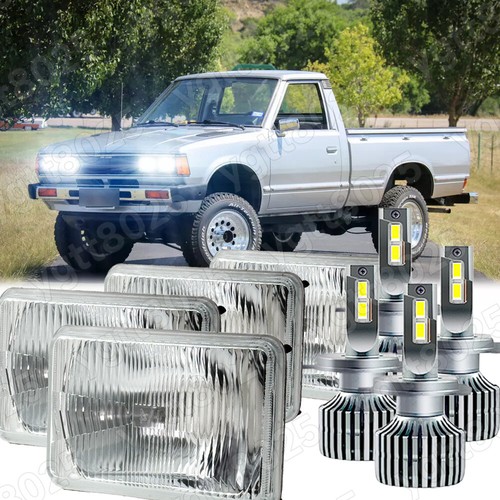 4X6 Clear Glass Lens Metal Headlight & H4 LED Headlight Bulb 6000K ...