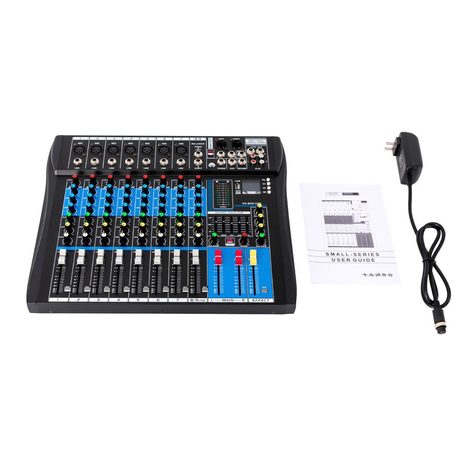 8 Channel Professional Bluetooth Live Studio Audio Mixer USB Mixing ...