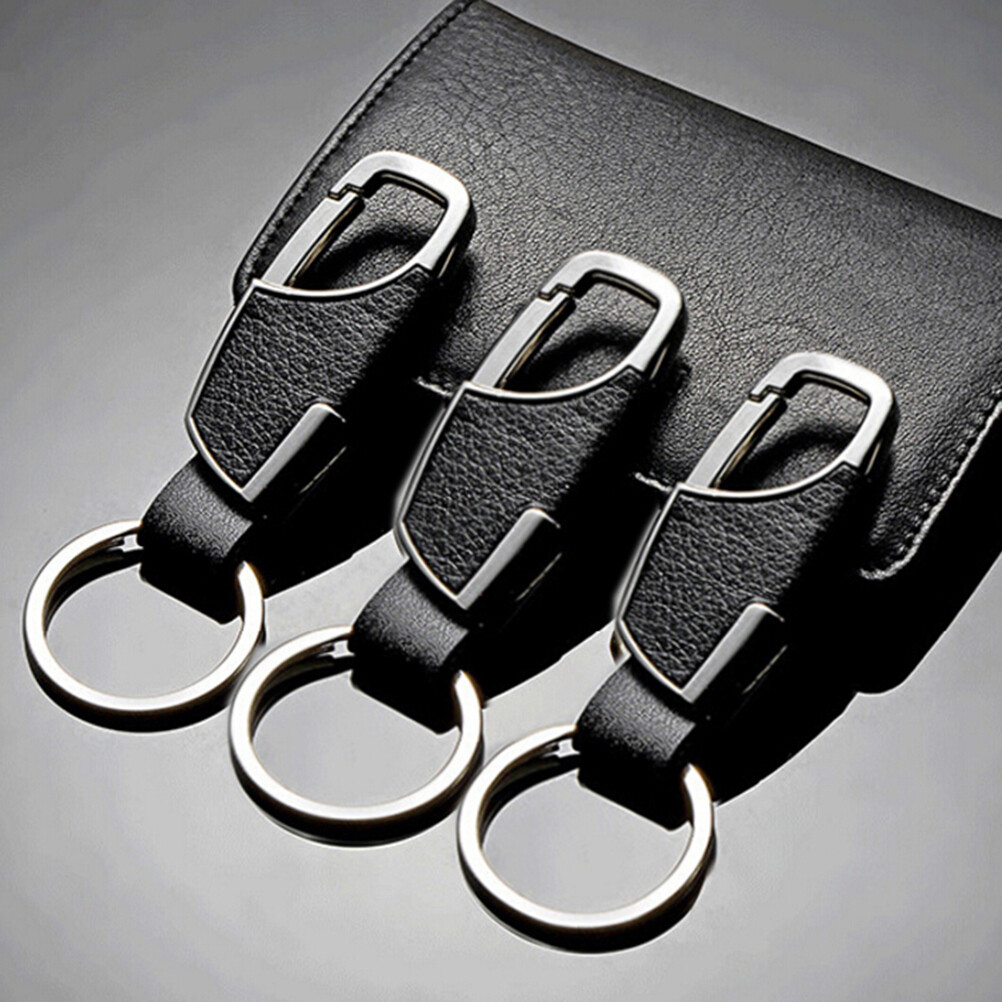 Car Key Chain Metal Alloy Badge Gift Present men leather Key Ring ...