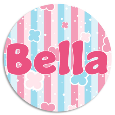 Bella - Circle Sticker Decal 3 Inch - Name Tag Water Bottle School ...