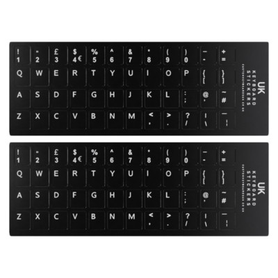 2 x Universal UK Replacement Keyboard Stickers QWERTY Laptop, Desktop ...