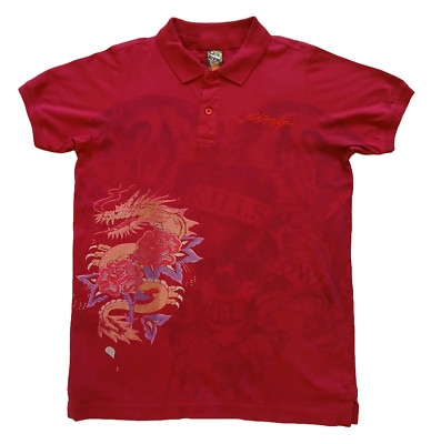BRAND NEW Ed Hardy Polo Shirt DRAGON L Red NWT | eBay