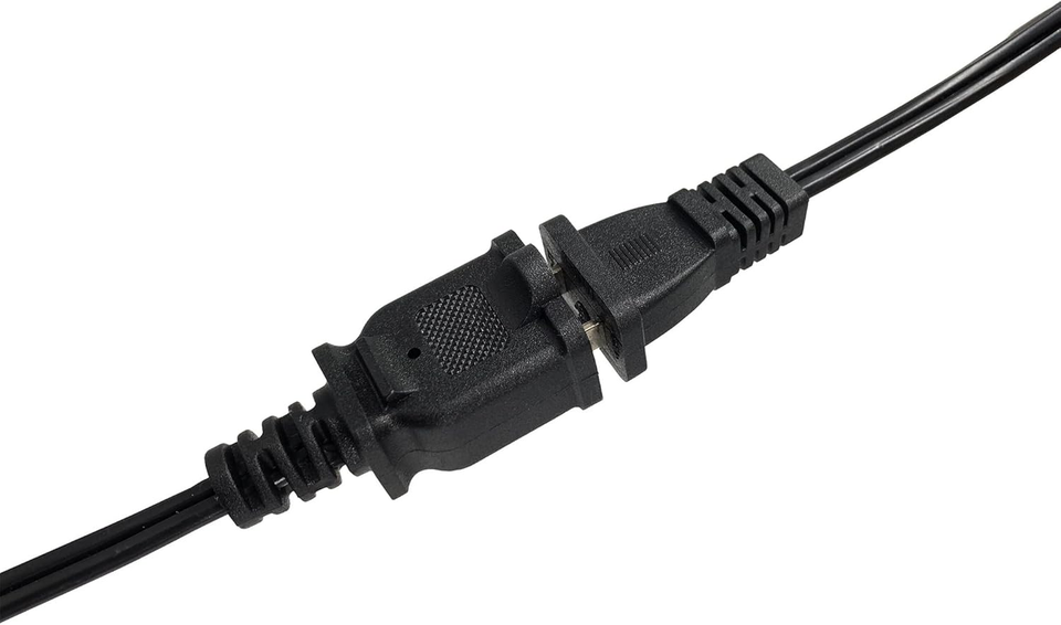Small Extension Cord 3 FT, Short Two Prong, Black Male Female 18 AWG ...