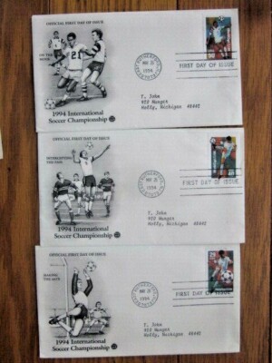 WORLD CUP SOCCER 1994 COMPLETE SET 3 PCS CACHET FDCS VF ADDRESSED | eBay