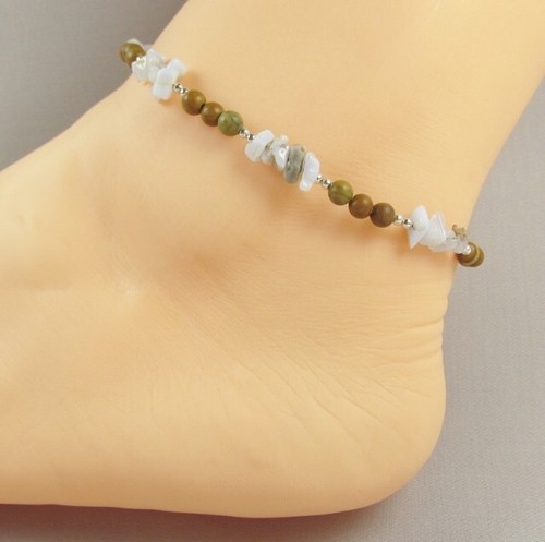 Handmade beaded AGATE and STONE anklet OOAK ankle bracelet | eBay