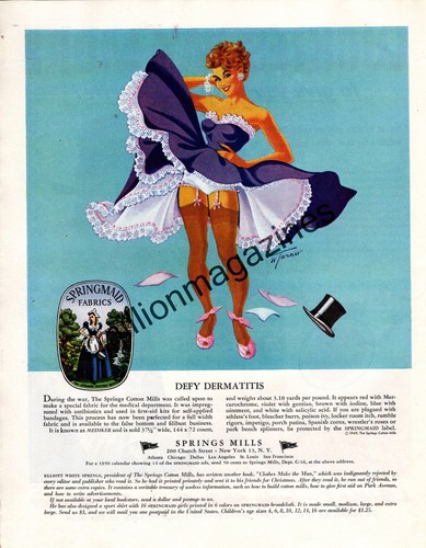 1949 Springmaid Fabrics - Defy Dermatitis - Springs Mills ad - very ...