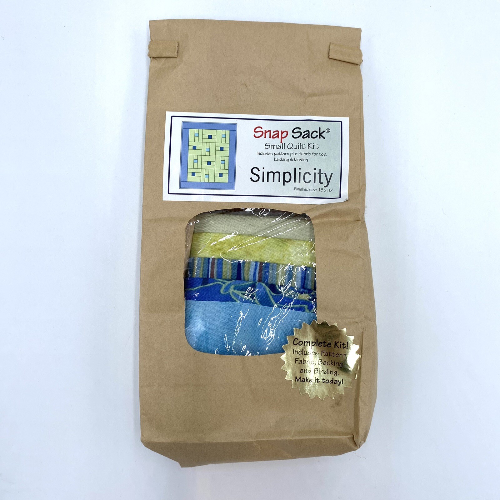 Simplicity Snap Sack Small Quilt Kit Blue & Green 15" x 18" SS10909 ...