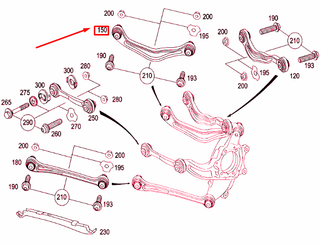 Mercedes-Benz S W221 Rear Left Strut Rod A2213500206 Genuine for sale ...