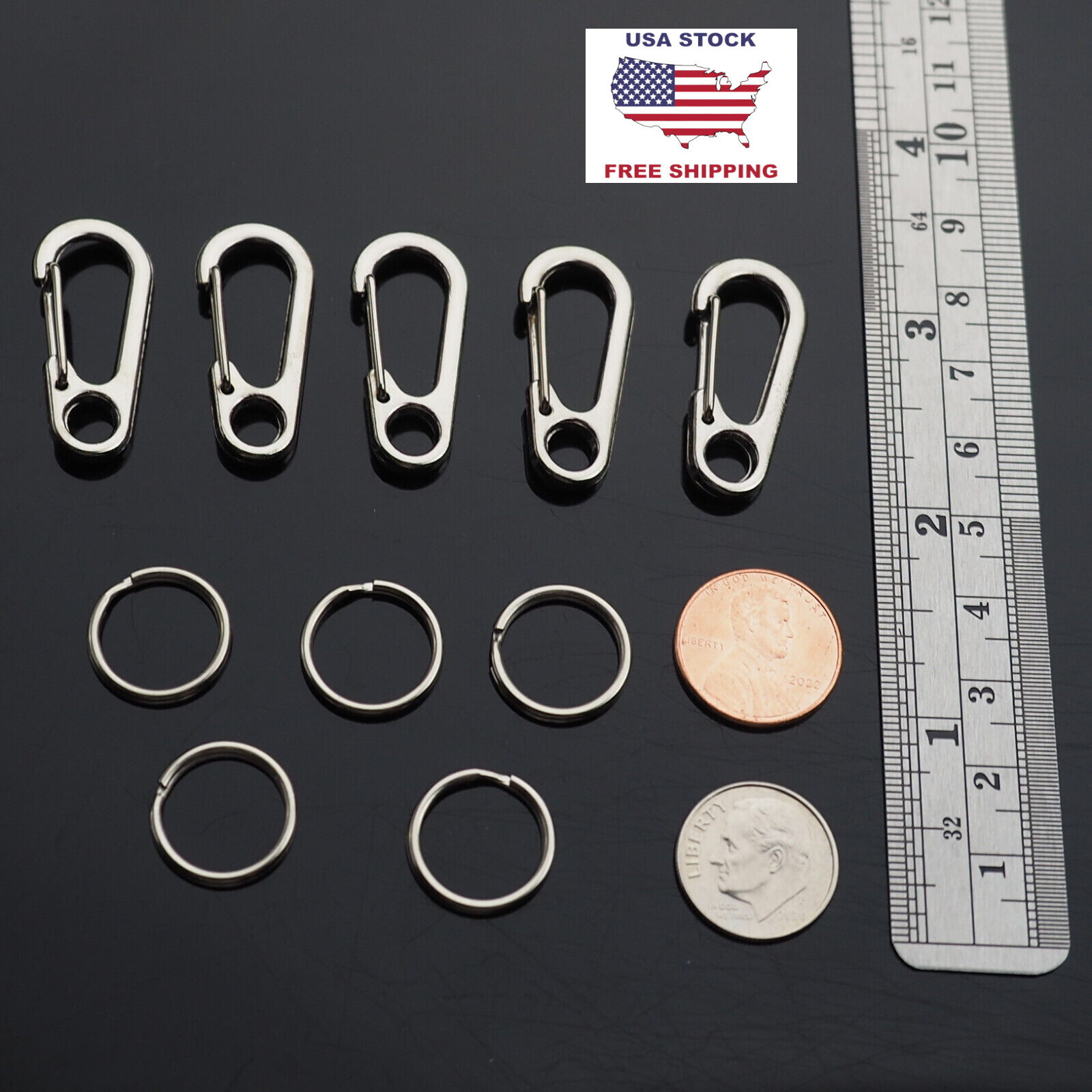 10x PCS Keyring Organizer EDC - 5 Small Split Key Rings & 5x 3.2mm ...