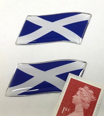 2 x Scottish Saltire Flag Waving Stickers Super Shiny Domed Finish 45mm ...