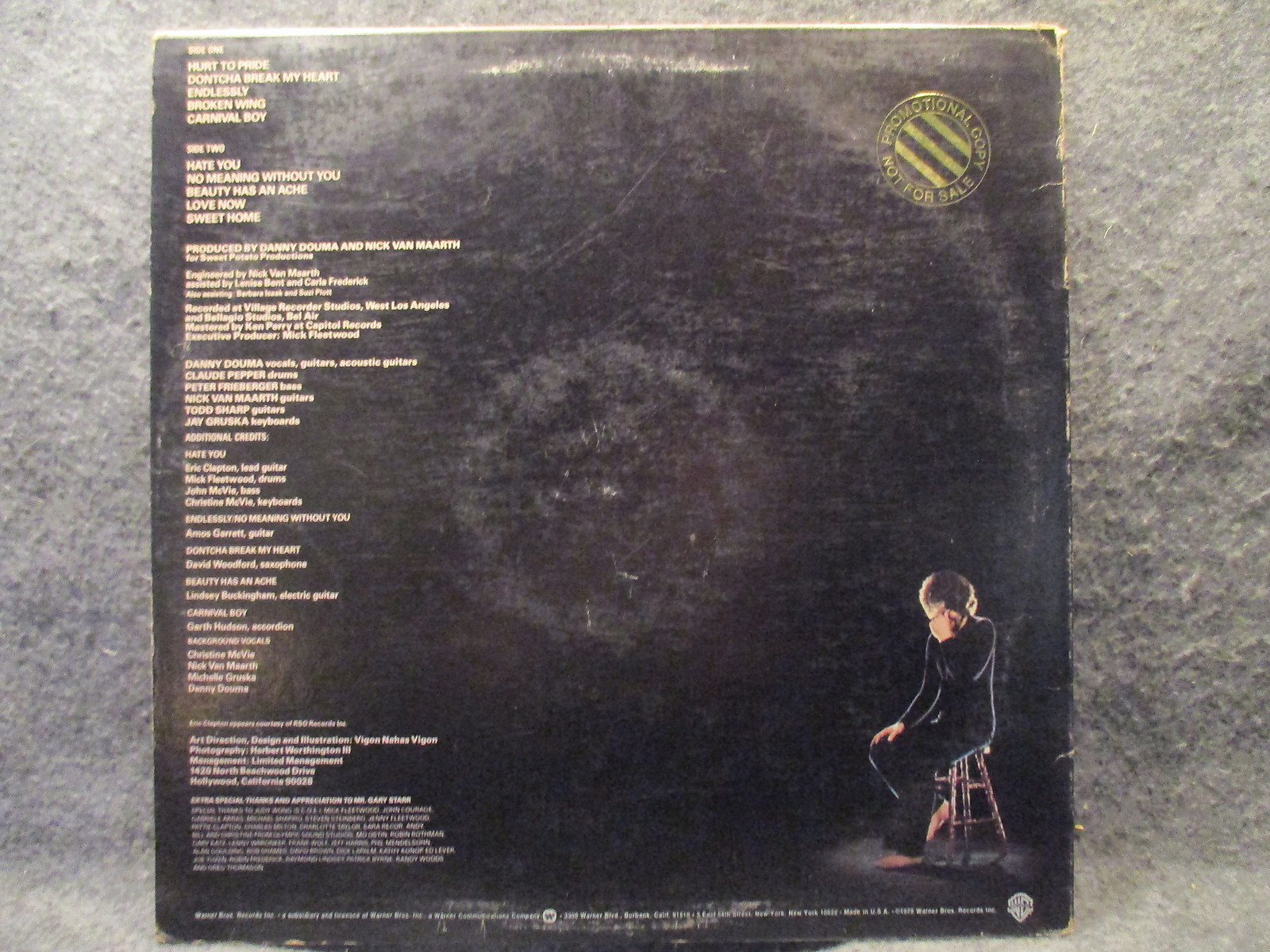 33 RPM LP Record Danny Douma Night Eyes 1979 Warner Bros Records BSK ...