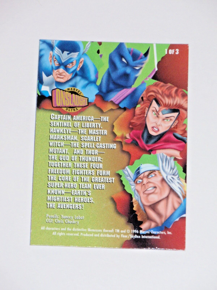 1996 MARVEL FLEER ULTRA ONSLAUGHT AVENGERS MIRAGE INSERT CARD #1 ...