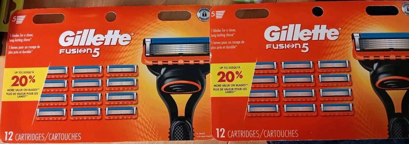 Gillette Fusion 5 Razor Blades BRAND NEW - 24 Cartridges( 2 - 12 Packs ...