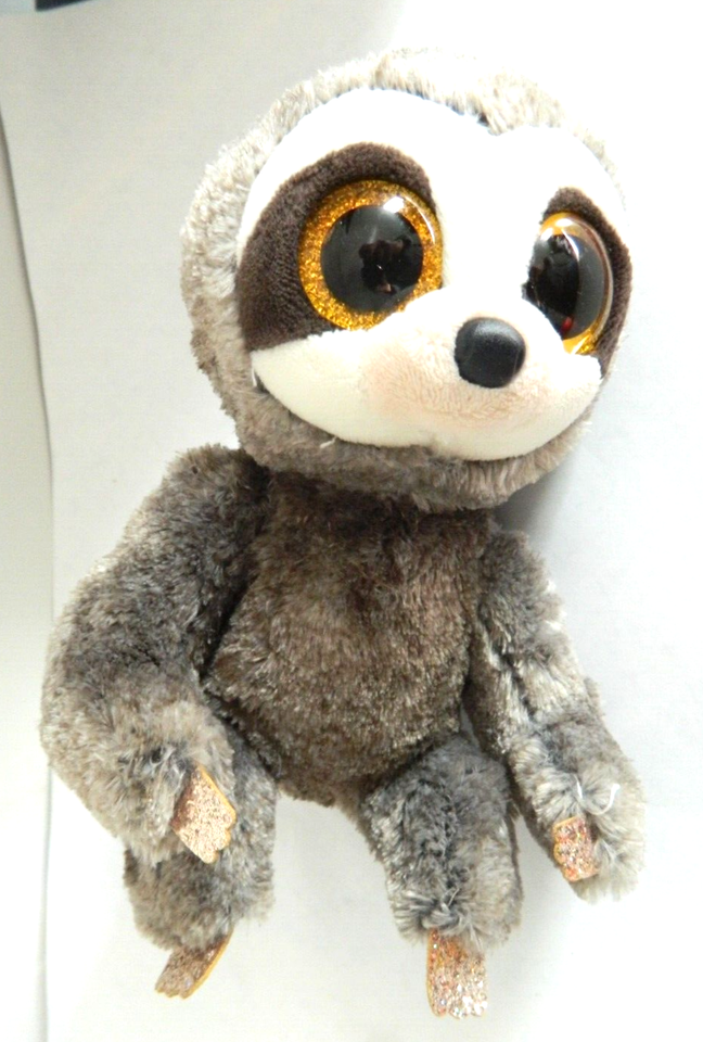 Ty Beanie Boo Sloth Dangler Plush Brown Gold Glitter Eyes 6" Stuffed ...