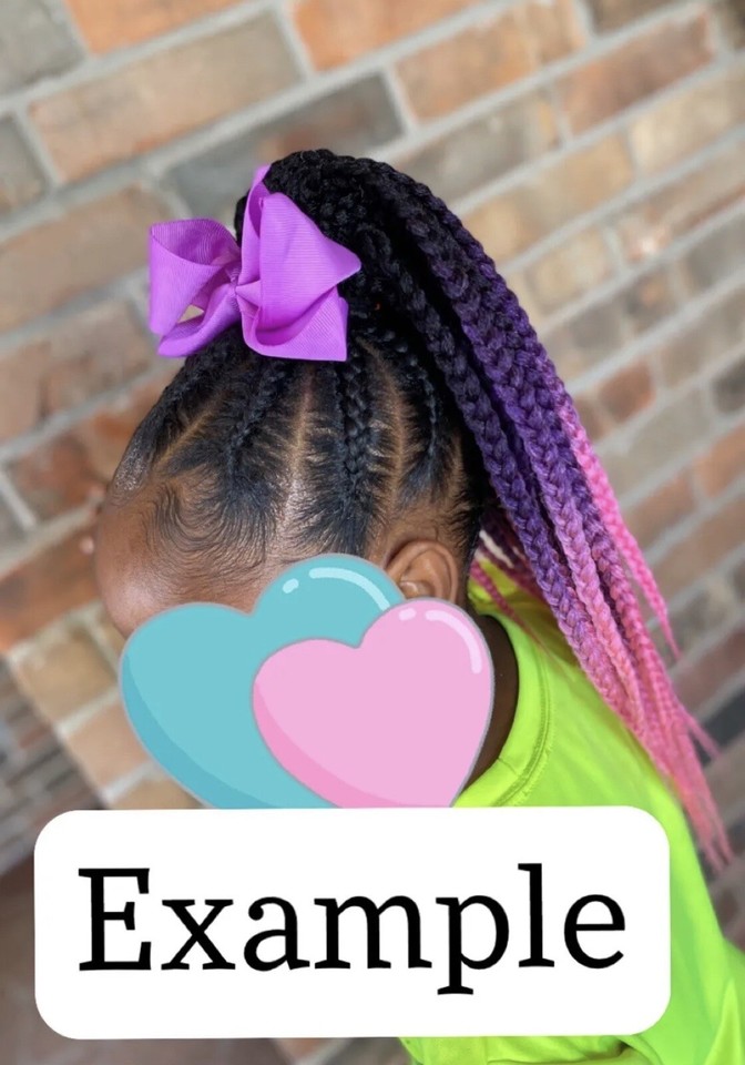 14” BRAIDED DRAWSTRING PONYTAIL FOR KIDS - 1b/Ombré Purple w/ Purple ...